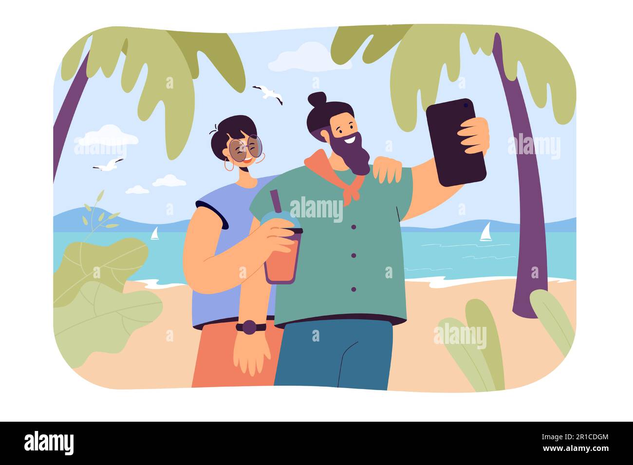 Man mobile phone beach Stock Vector Images - Alamy