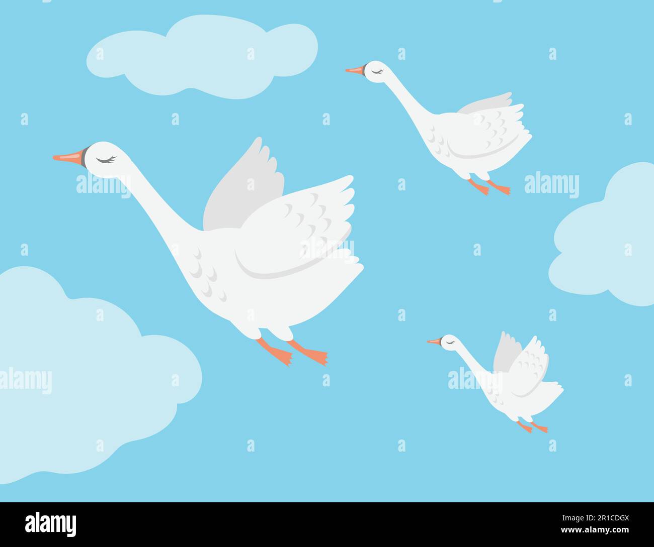 Flying Birds In The Sky Cartoon
