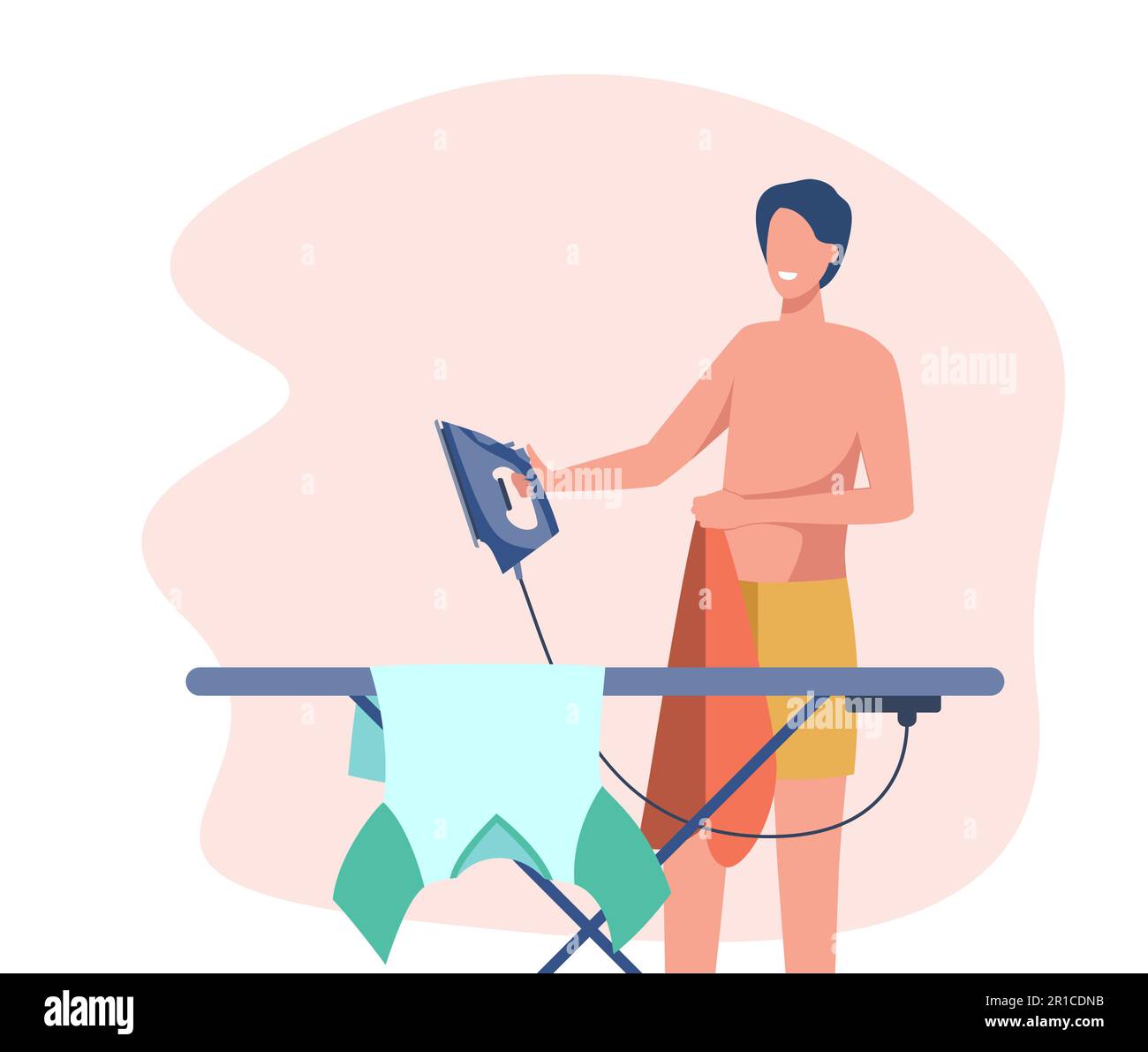 Cartoon man ironing clothes flat vector illustration Stock Vector Image ...