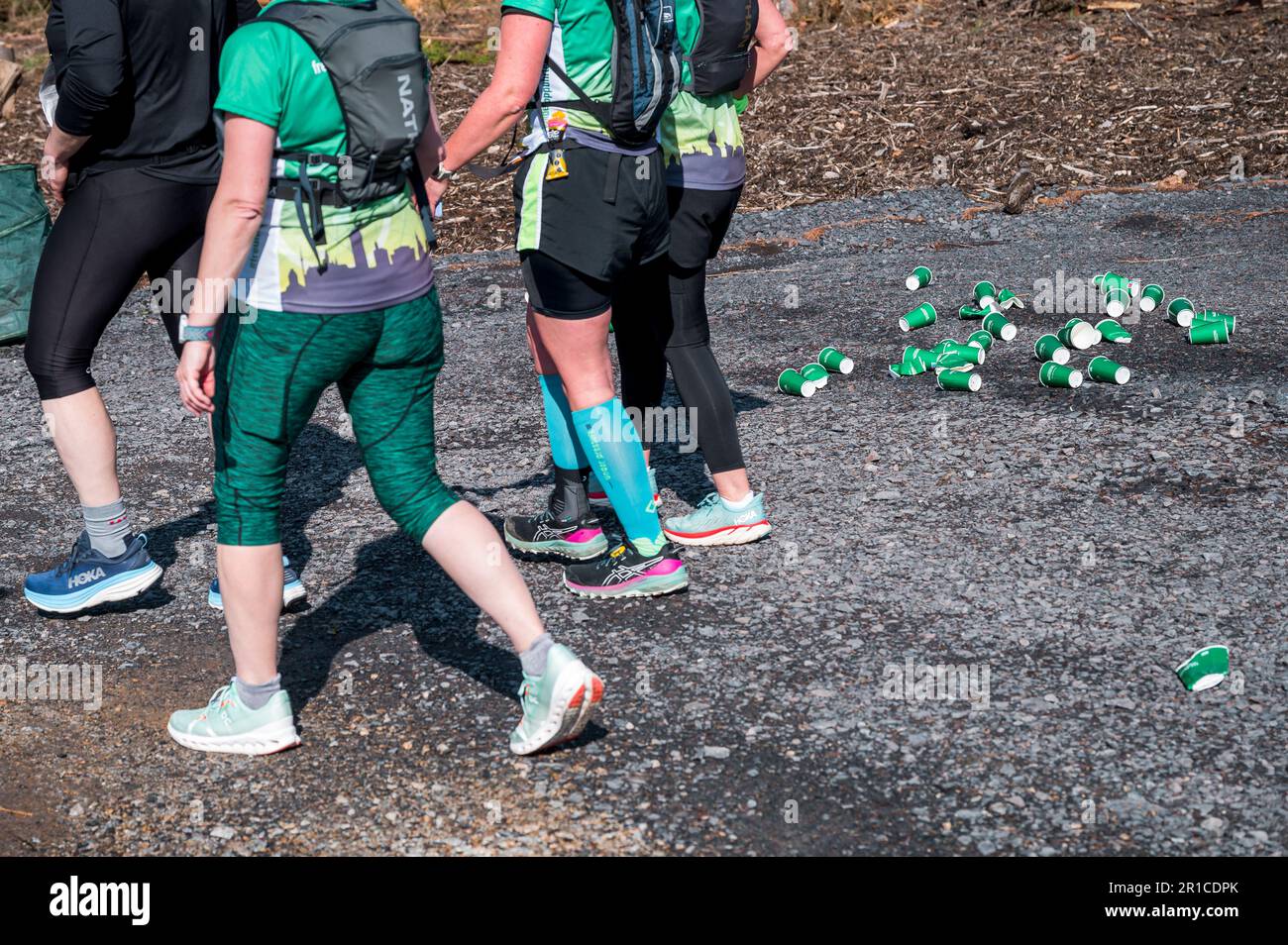 Steinheid, Germany. 13th May, 2023. Beverage cups lie on the ground at ...