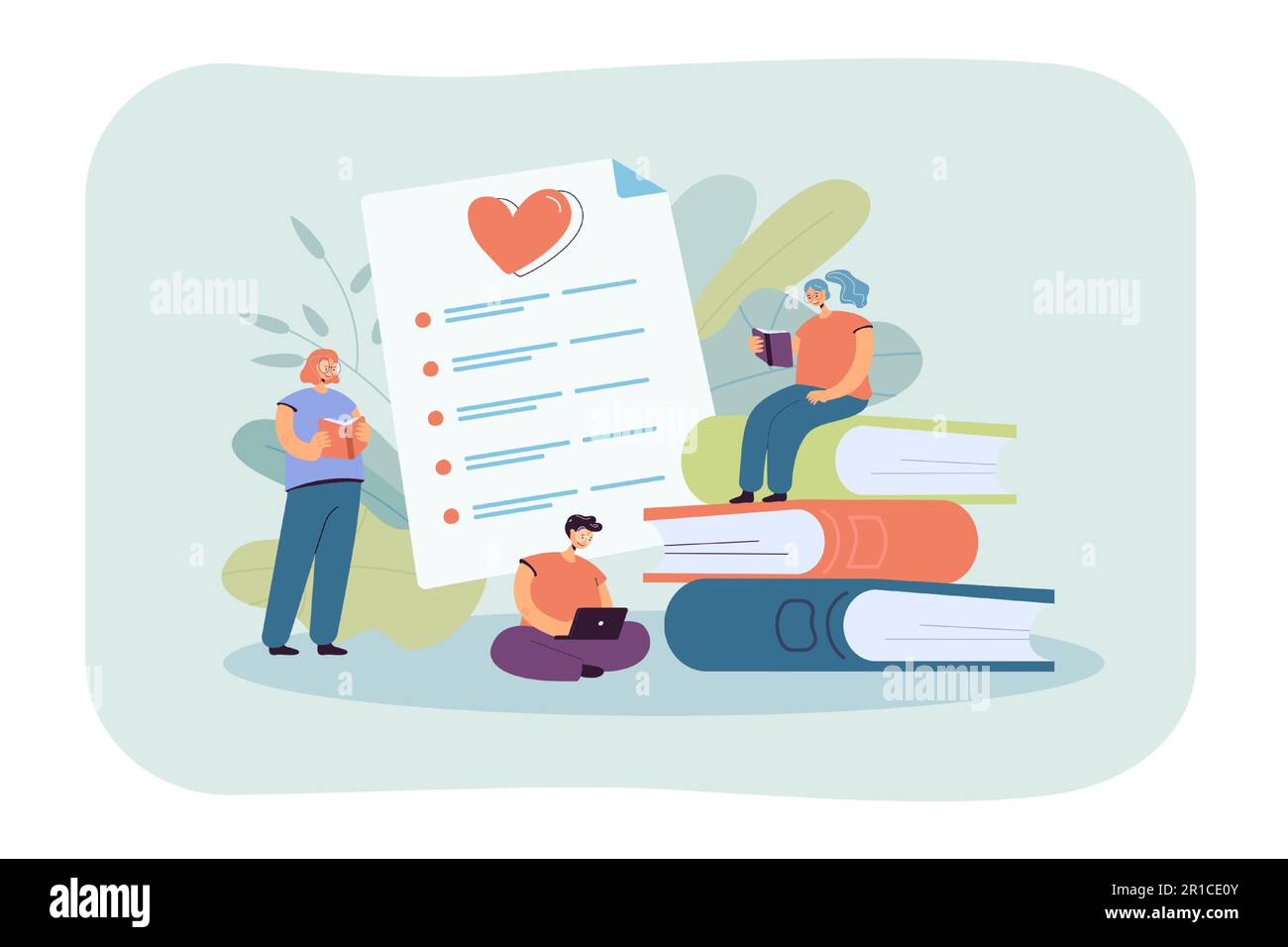Happy book readers ranking books flat vector illustration Stock Vector ...