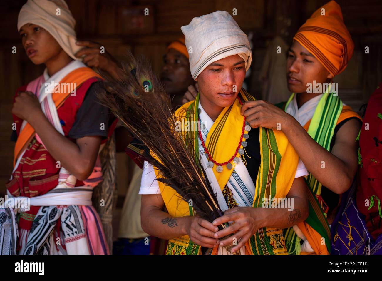 Tiwa tribal boys wear traditional attire before participating in ...