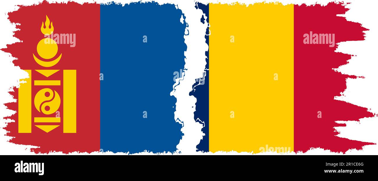 Chad and Mongolia grunge flags connection, vector Stock Vector Image ...