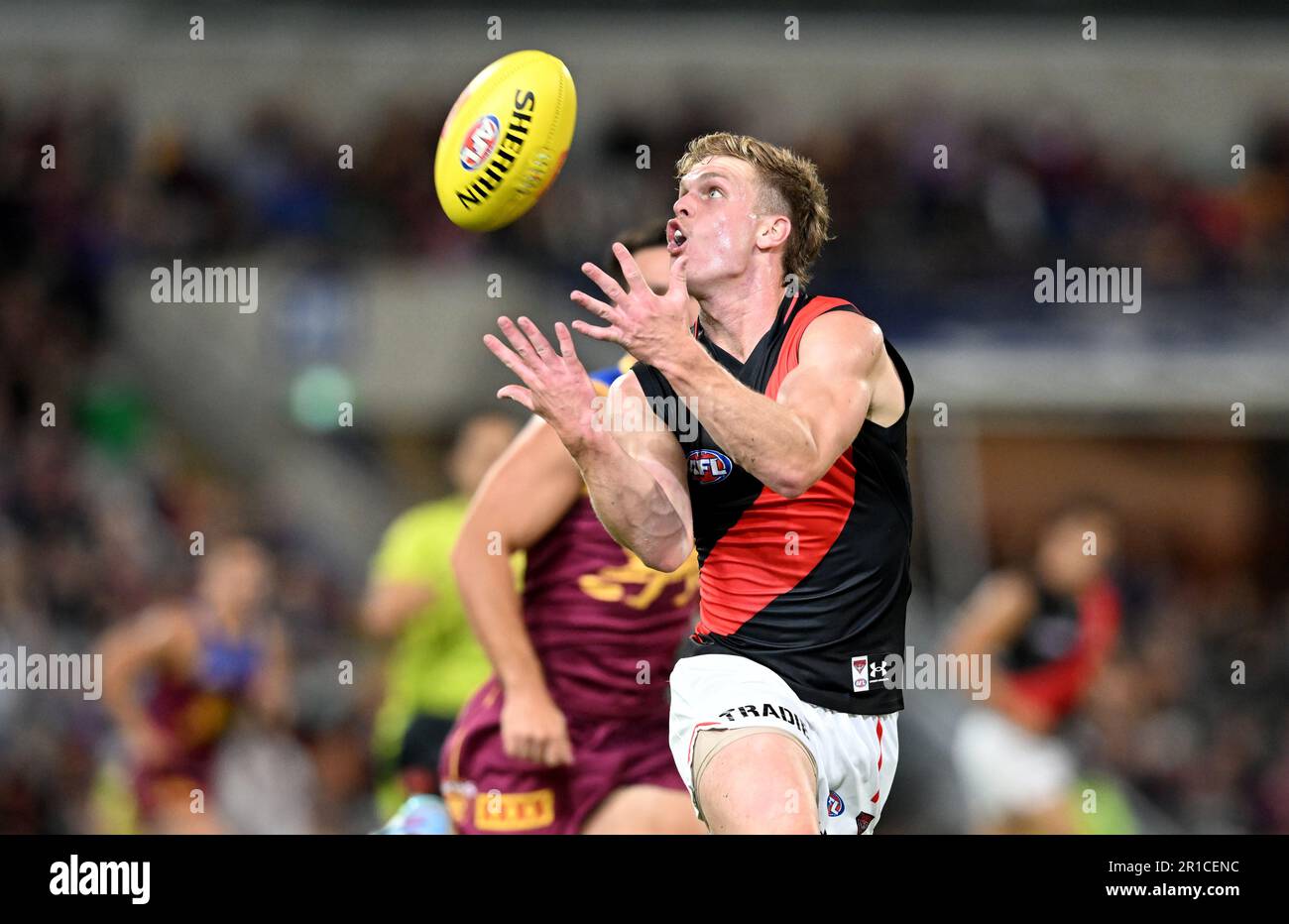 Ben Hobbs of the Bombers takes a mark during the AFL Round 9 match ...