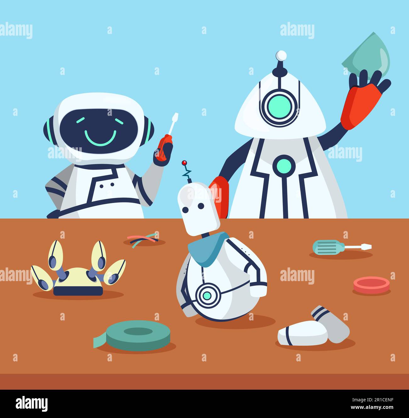 Robots working together Stock Vector Images - Alamy
