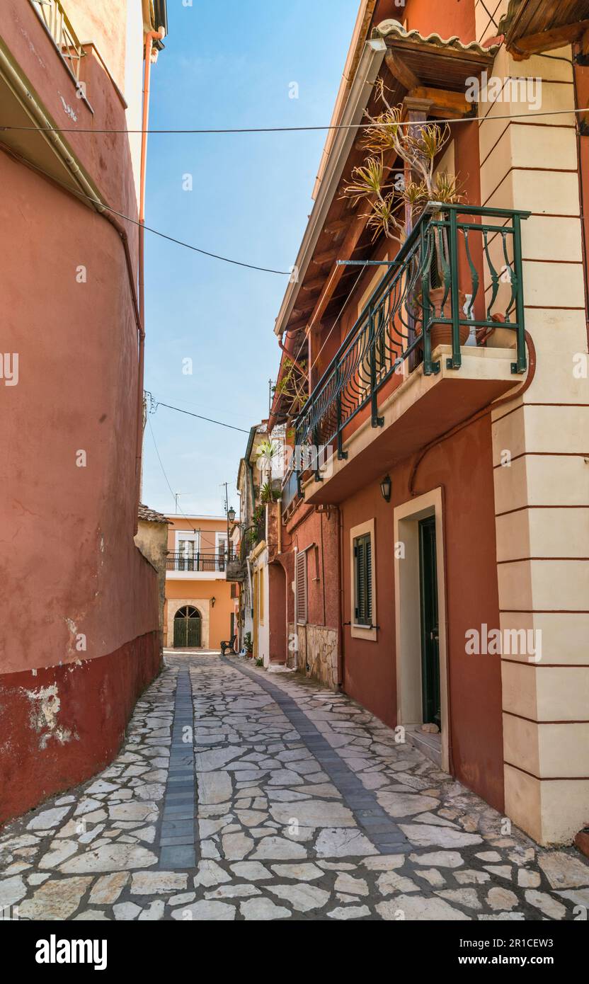 Street in village of Chlomos, Corfu Island, Greece Stock Photo - Alamy