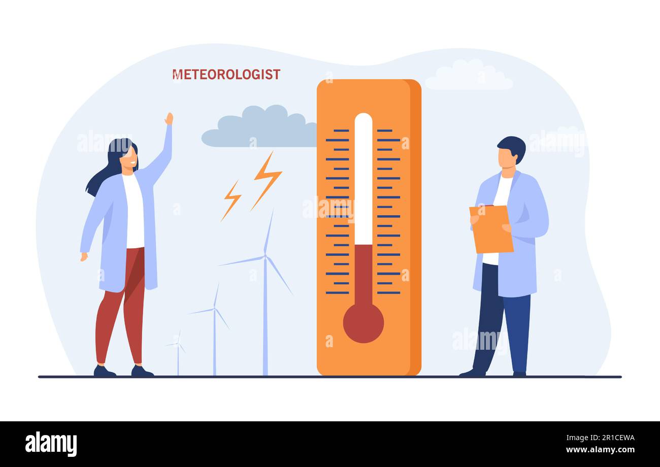 Meteorologists standing near giant thermometer Stock Vector Image & Art ...