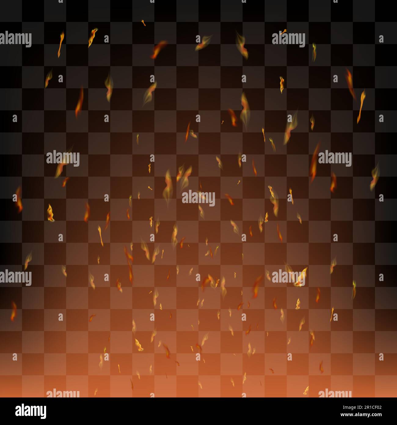 Vector realistic fire. Red Flame over checkered black background. Hot ...