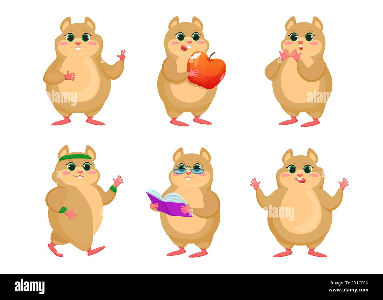 Cute hamster character vector illustrations set Stock Vector Image ...