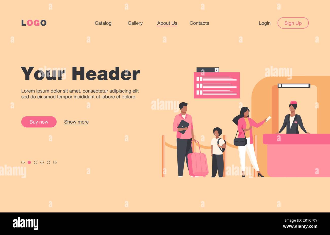 People standing at flight registration counter Stock Vector Image & Art ...