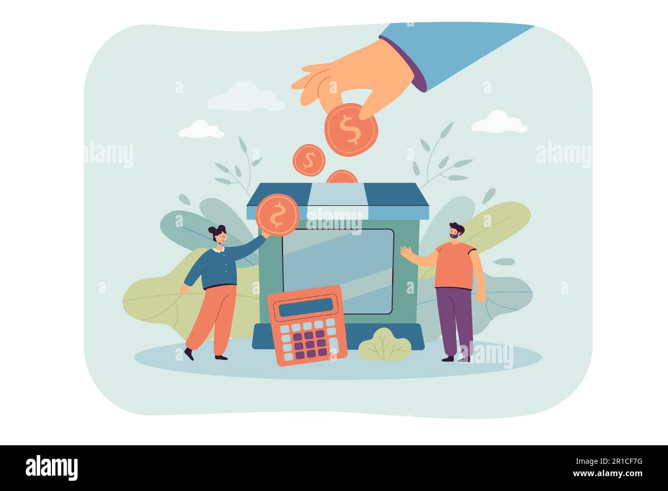 Tiny partners giving subsidy assistance to business Stock Vector Image ...
