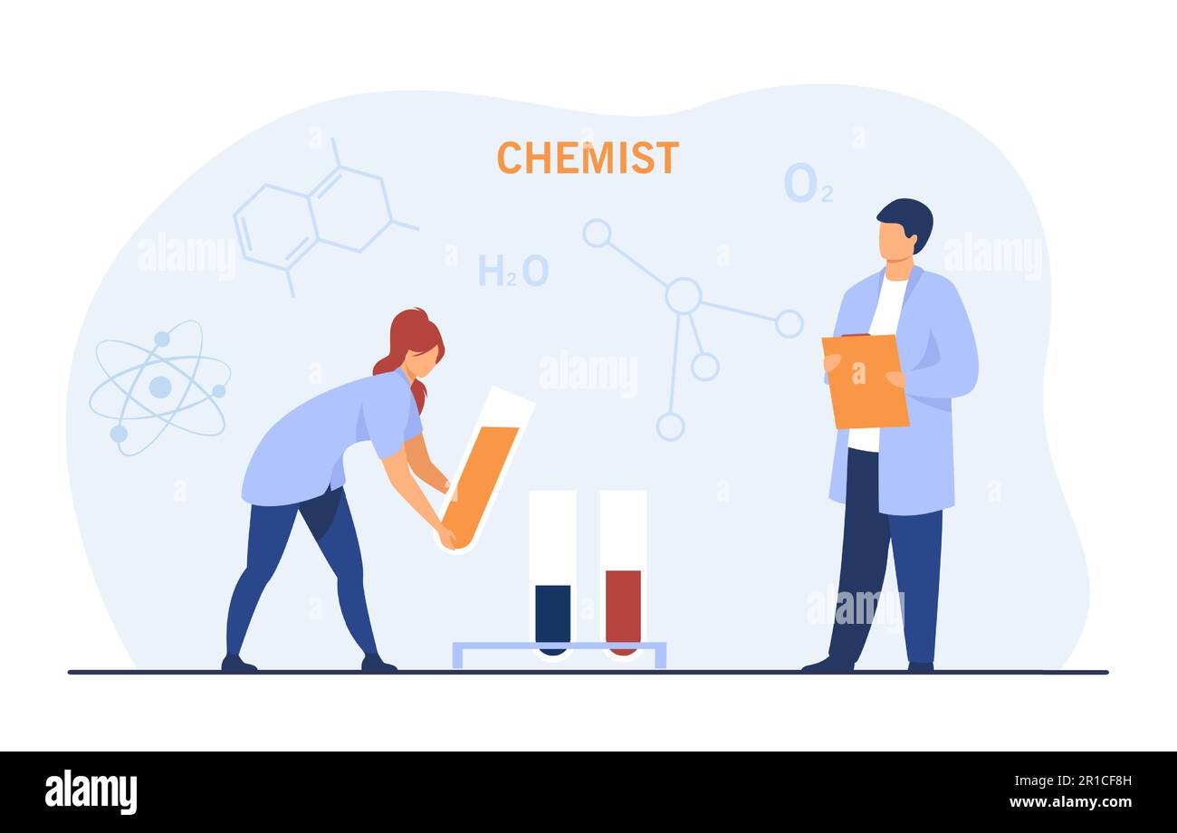 Cartoon chemists conducting experiment Stock Vector Image & Art - Alamy