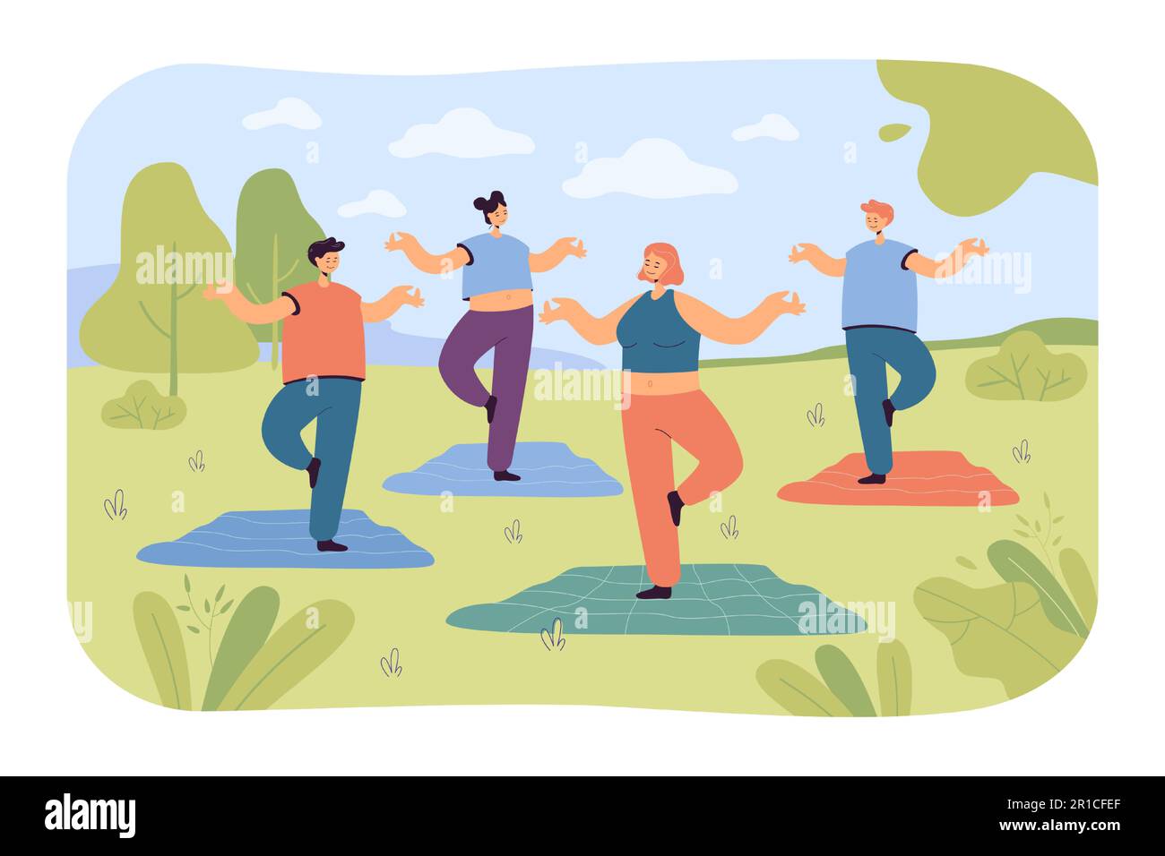 Practicing yoga in modern Stock Vector Images - Alamy