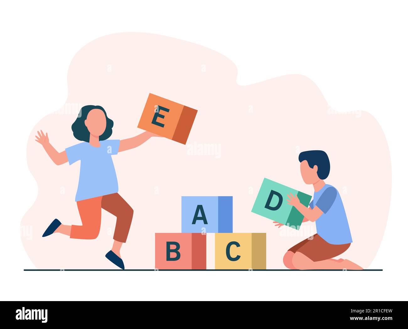 Children playing with alphabet blocks Stock Vector Image & Art - Alamy