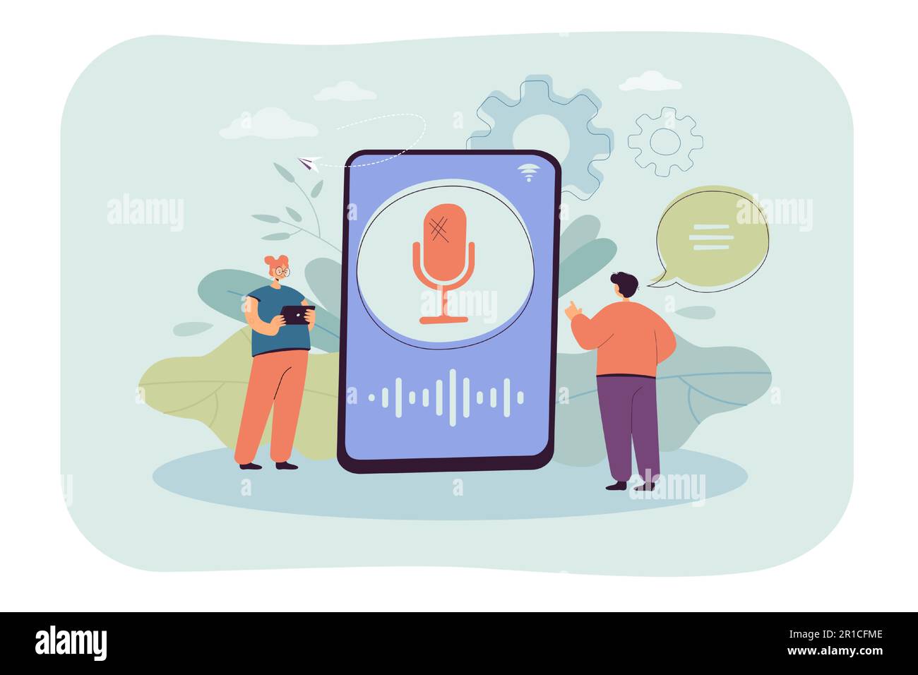 Cartoon people using function of voice assistant Stock Vector Image ...