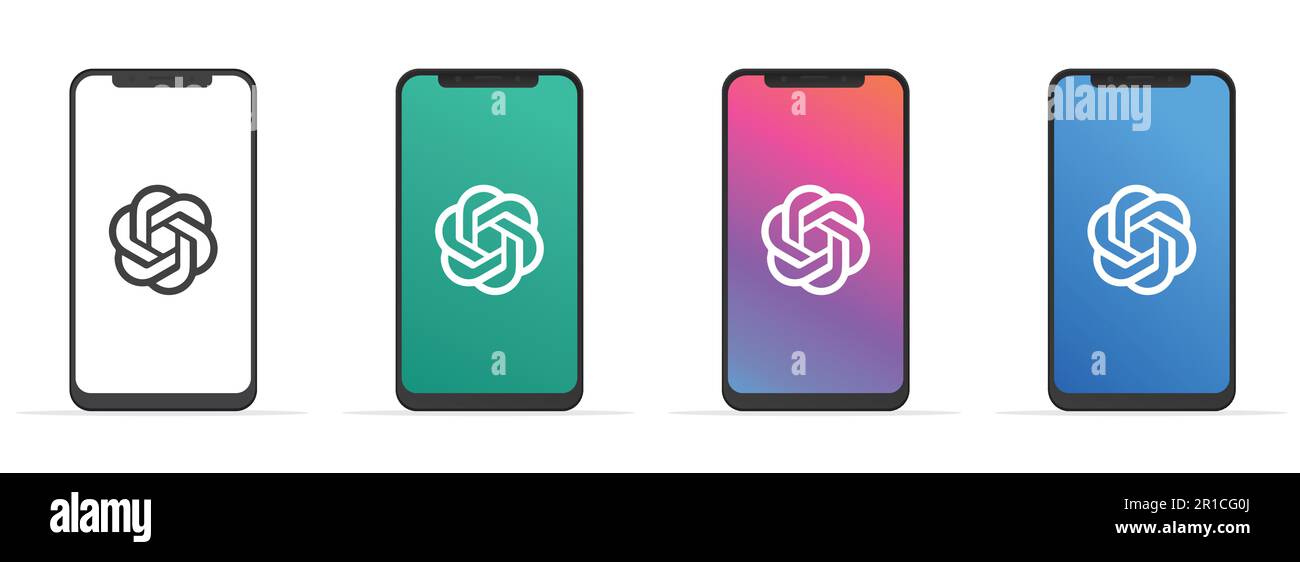 Set ChatGPT logo on the OpenAI website on a smartphone. flat design ...
