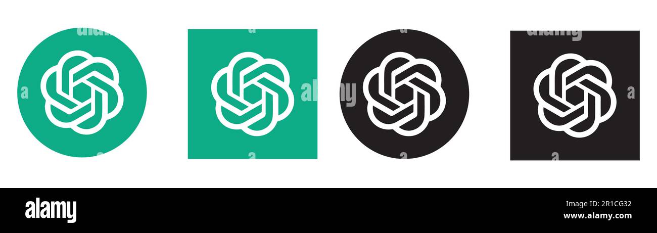 Set ChatGPT black logo on white background. Vector illustration Stock ...