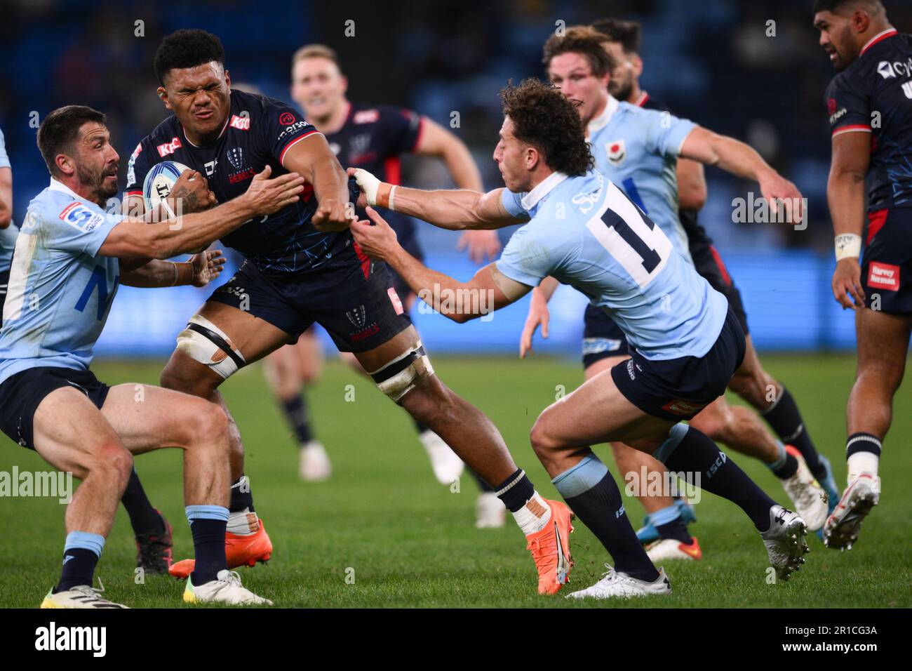 Jake Gordon of the Waratahs and Mark Nawaqanitawase of the Waratahs ...