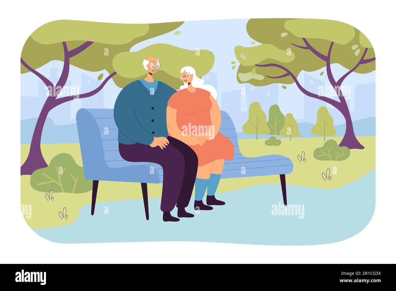 Illustration old couple sitting hi-res stock photography and images - Alamy
