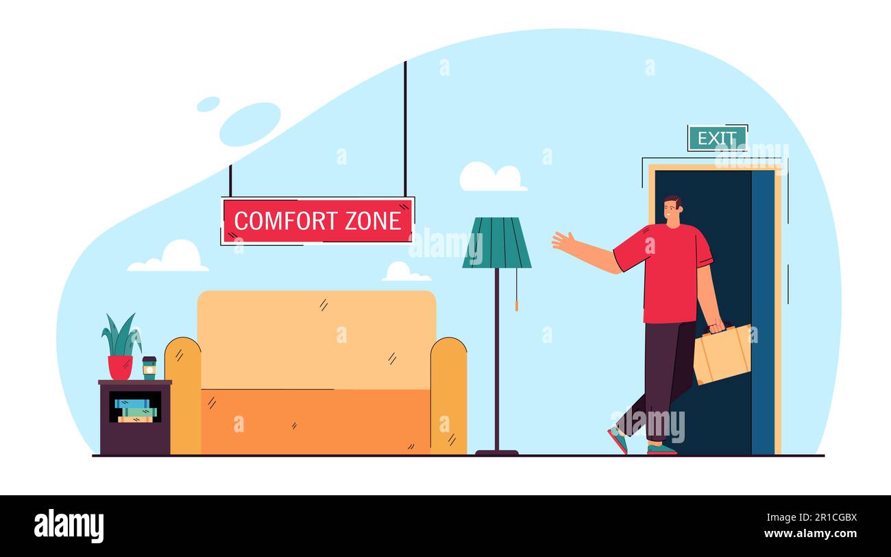 Businessman leaving comfort zone flat vector illustration Stock Vector ...