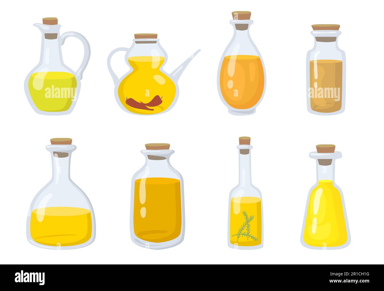 Oil types in glass bottles flat pictures set Stock Vector Image & Art ...