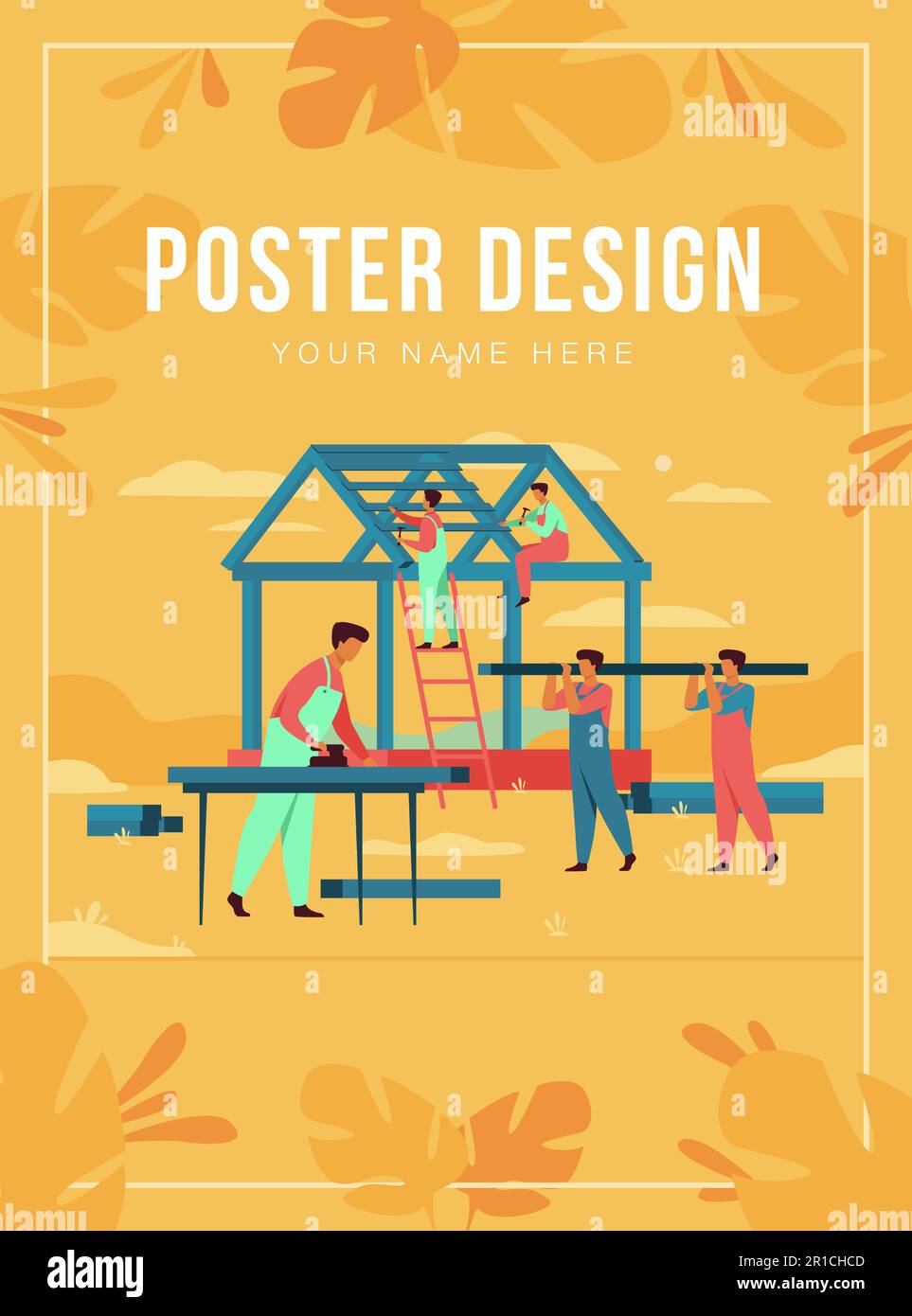 Professional carpenters team building house Stock Vector Image & Art ...