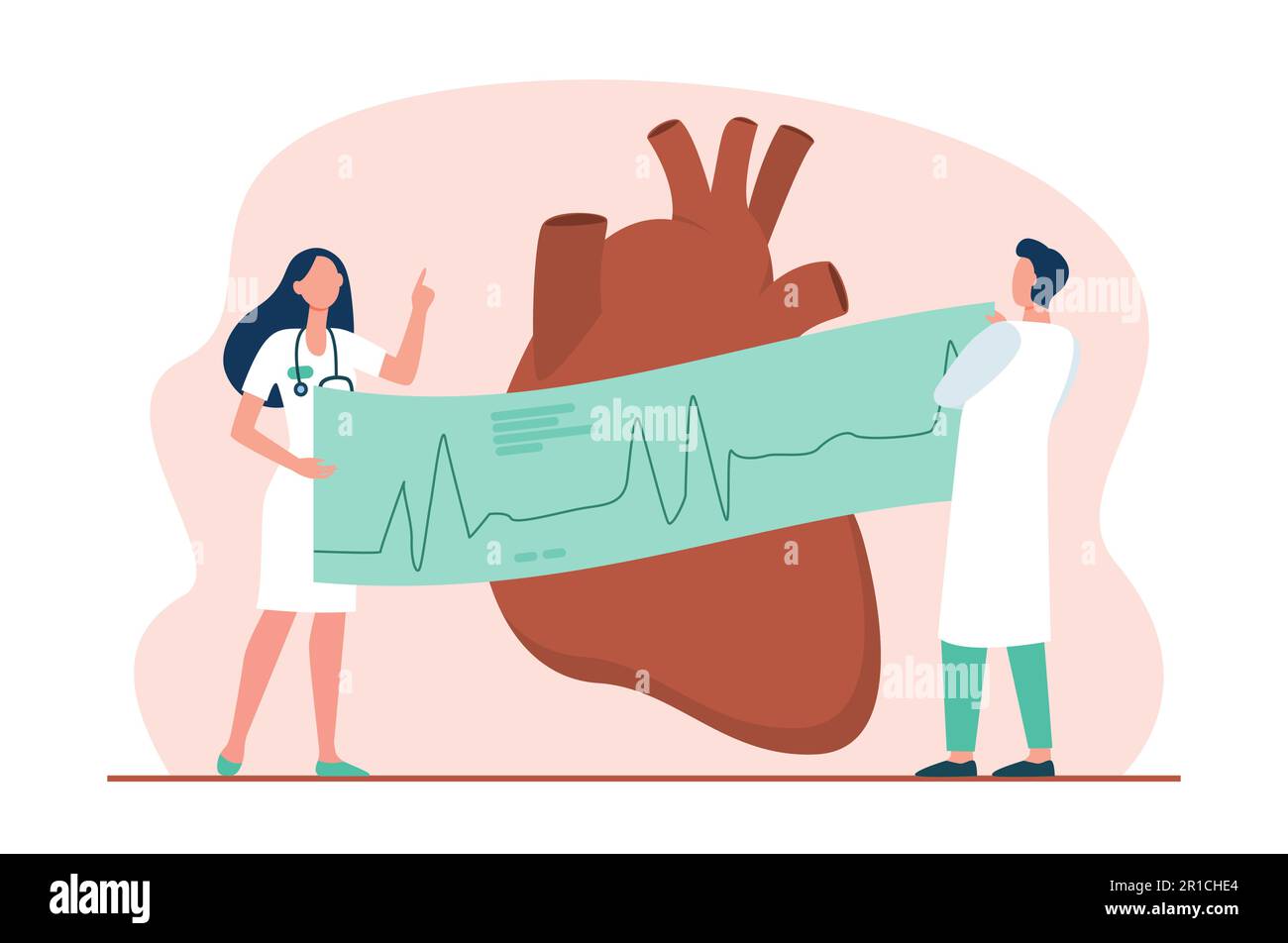 Cardiologists with ECG graph examining heart Stock Vector Image & Art ...