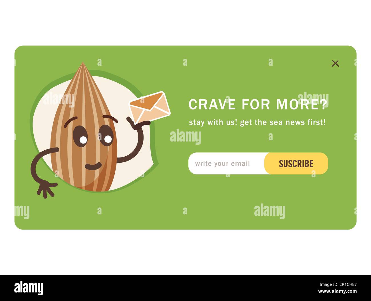 Subscribe cartoon vector mailout template with almond nut Stock Vector ...