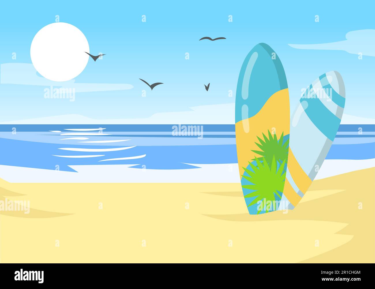 Summer sand beach surfboards Stock Vector Images - Alamy
