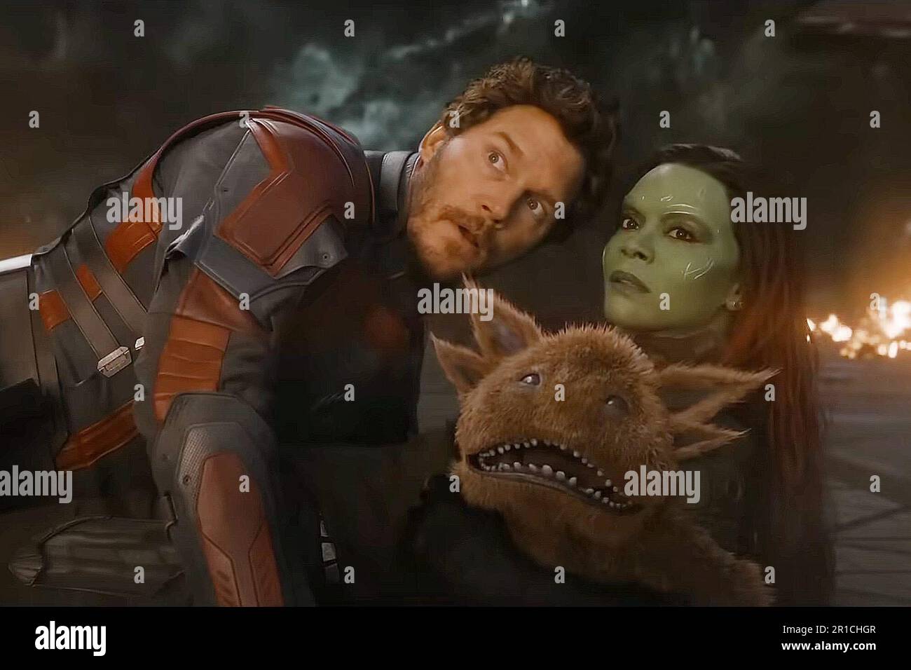 Guardians of the Galaxy 3 Chris Pratt,, Zoe Saldana & Blurp Stock Photo ...