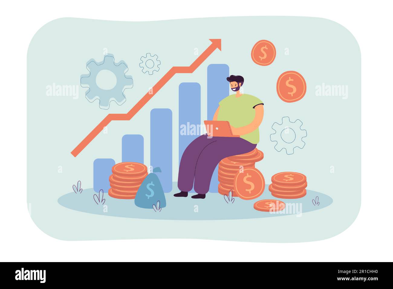 Cartoon capital growth and cash profits metaphor Stock Vector Image ...