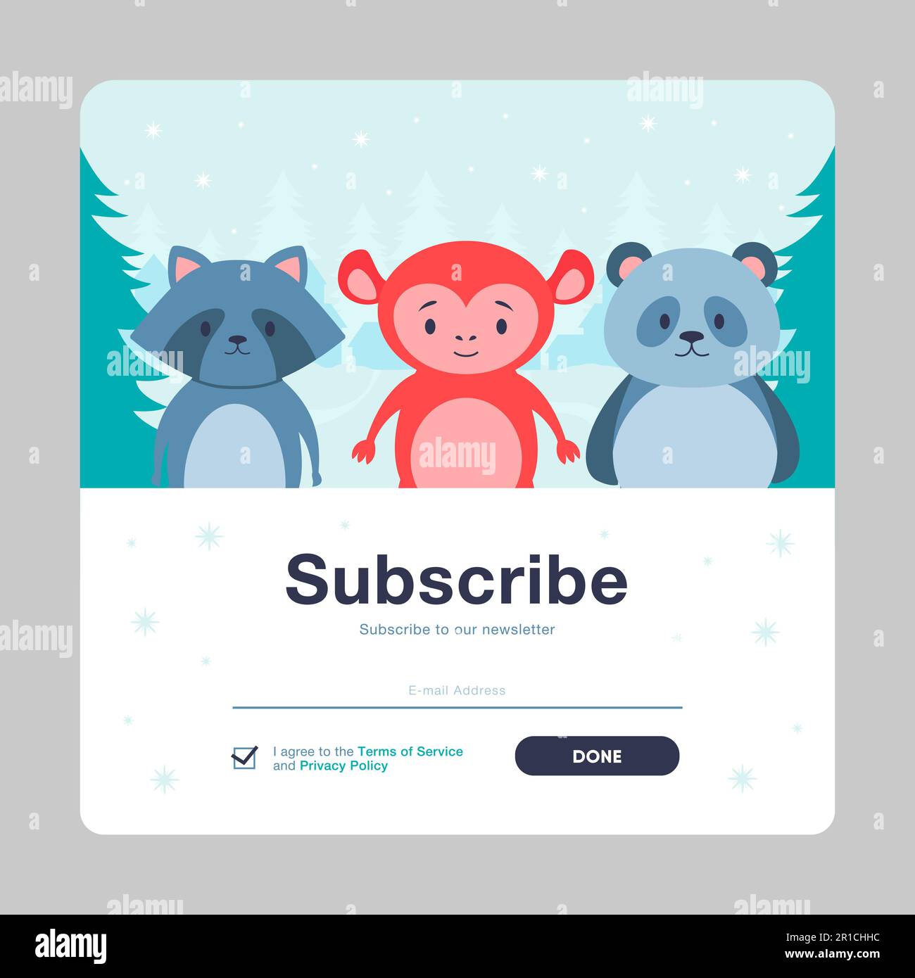 Subscribe cartoon vector mailout template with animals Stock Vector ...