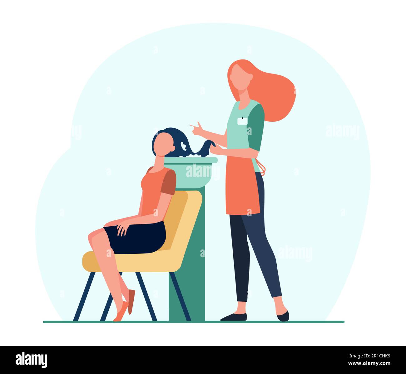 Cartoon hairdresser washing client hair flat vector illustration Stock ...