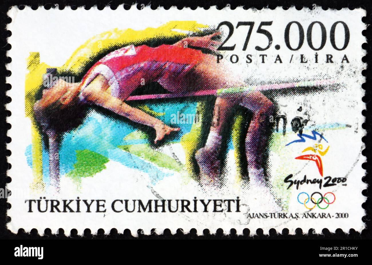 TURKEY - CIRCA 2000: a stamp printed in Turkey shows high jump, 2000 ...