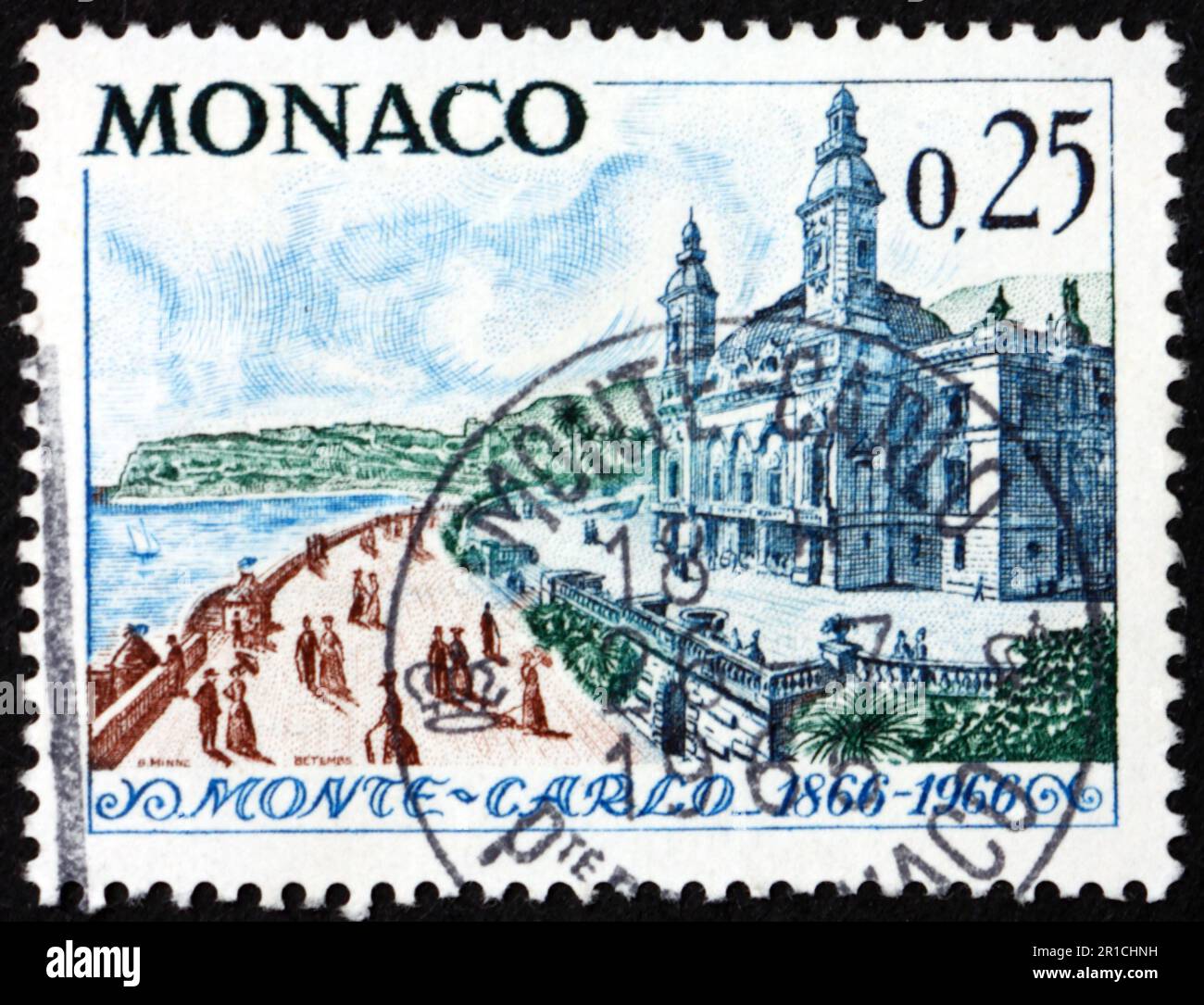 MONACO - CIRCA 1966 a stamp printed in Monaco shows Casino, Monte Carlo ...