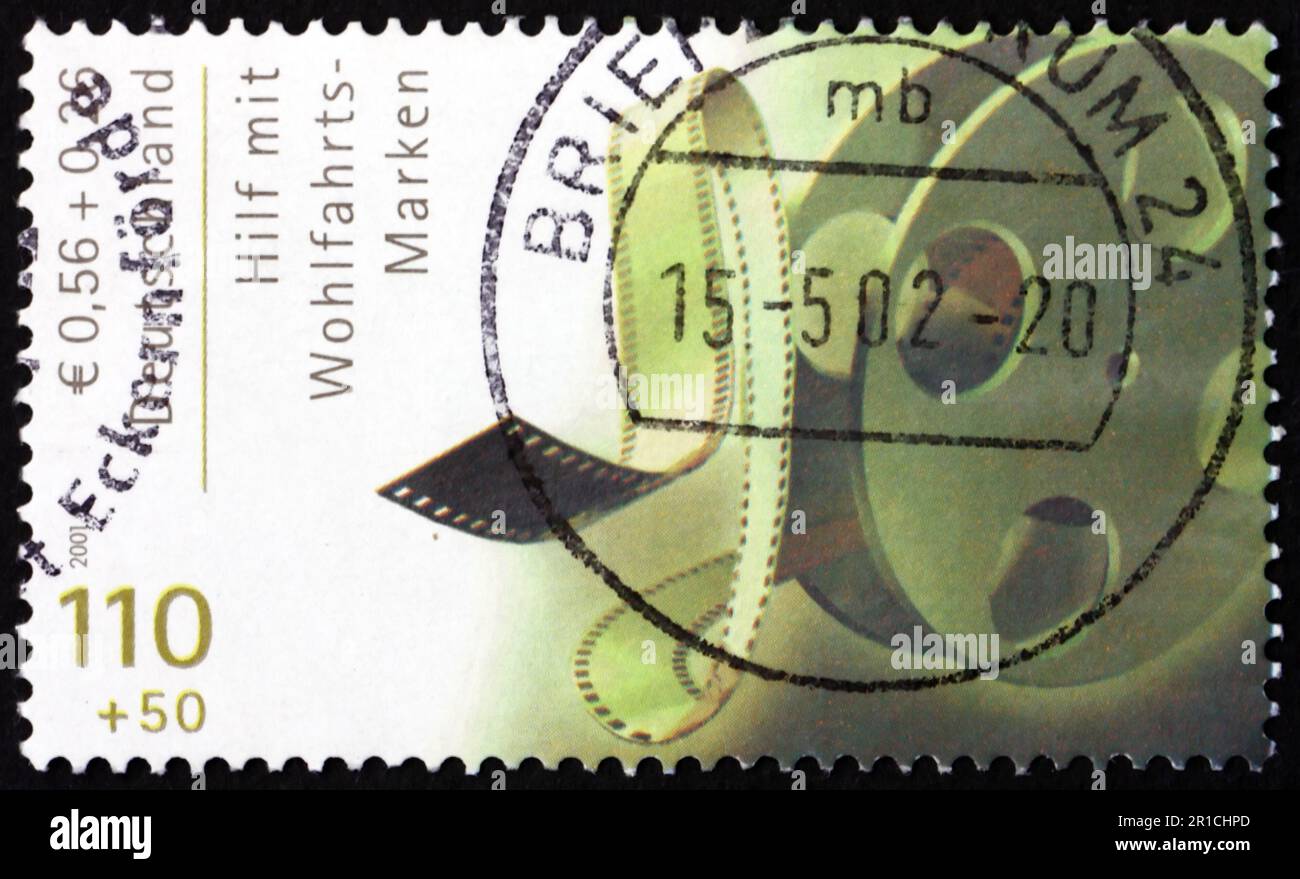 GERMANY - CIRCA 2001: a stamp printed in Germany shows film reel, film ...
