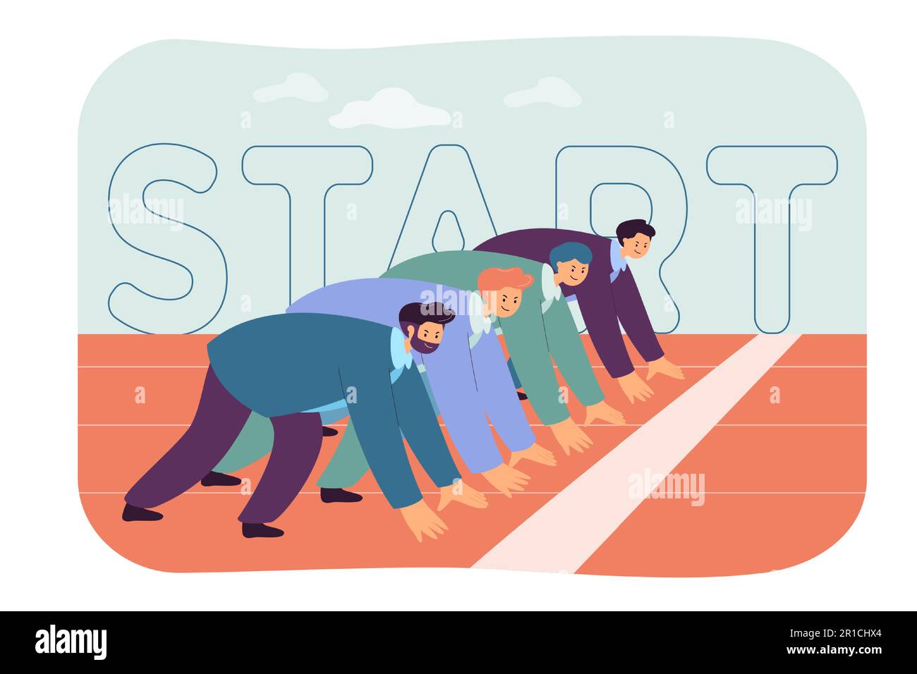 Office workers standing ready on start line Stock Vector Image & Art ...
