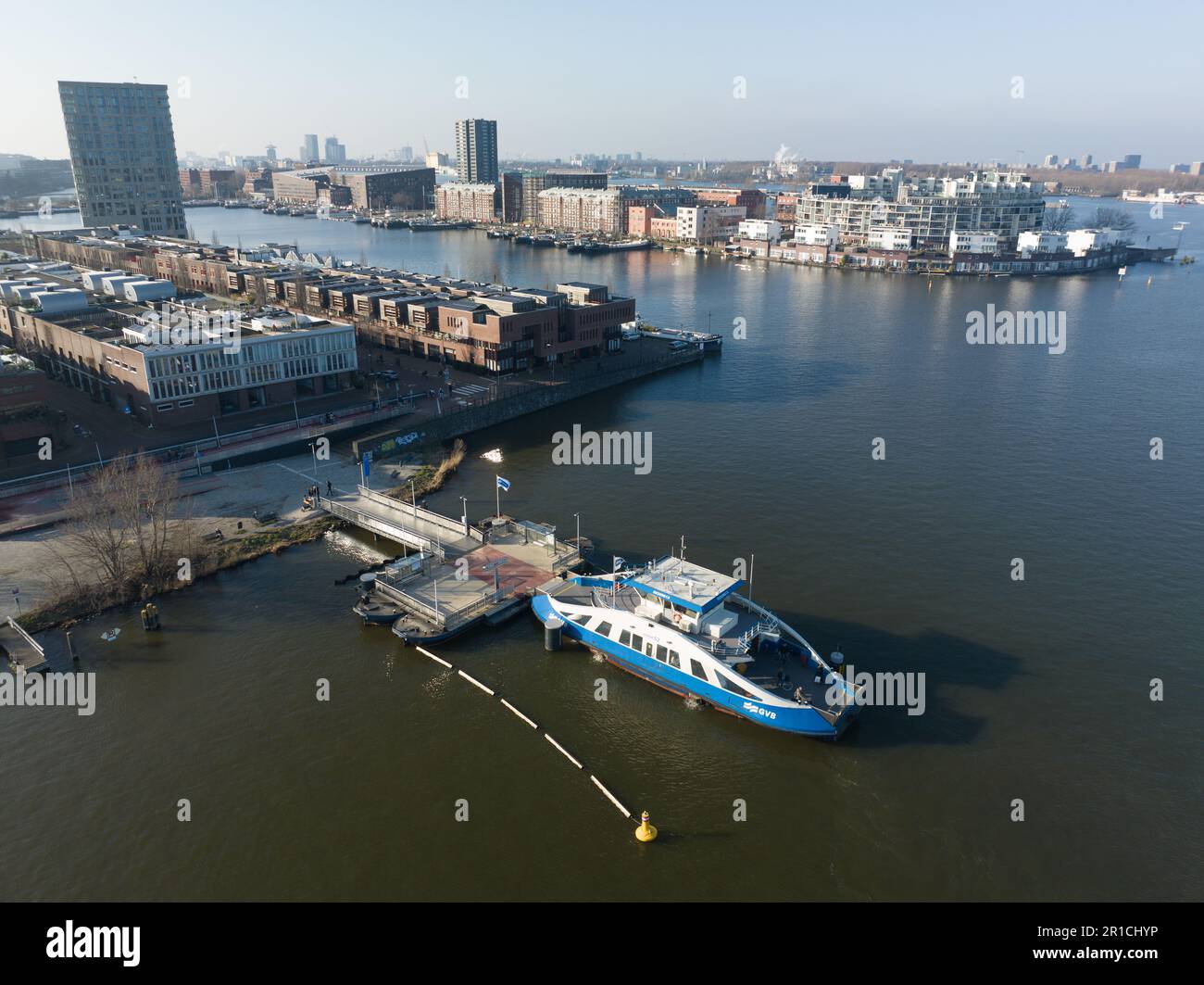 Amsterdam, 13th of february 2023, The Netherlands. GVB ferry docked ...