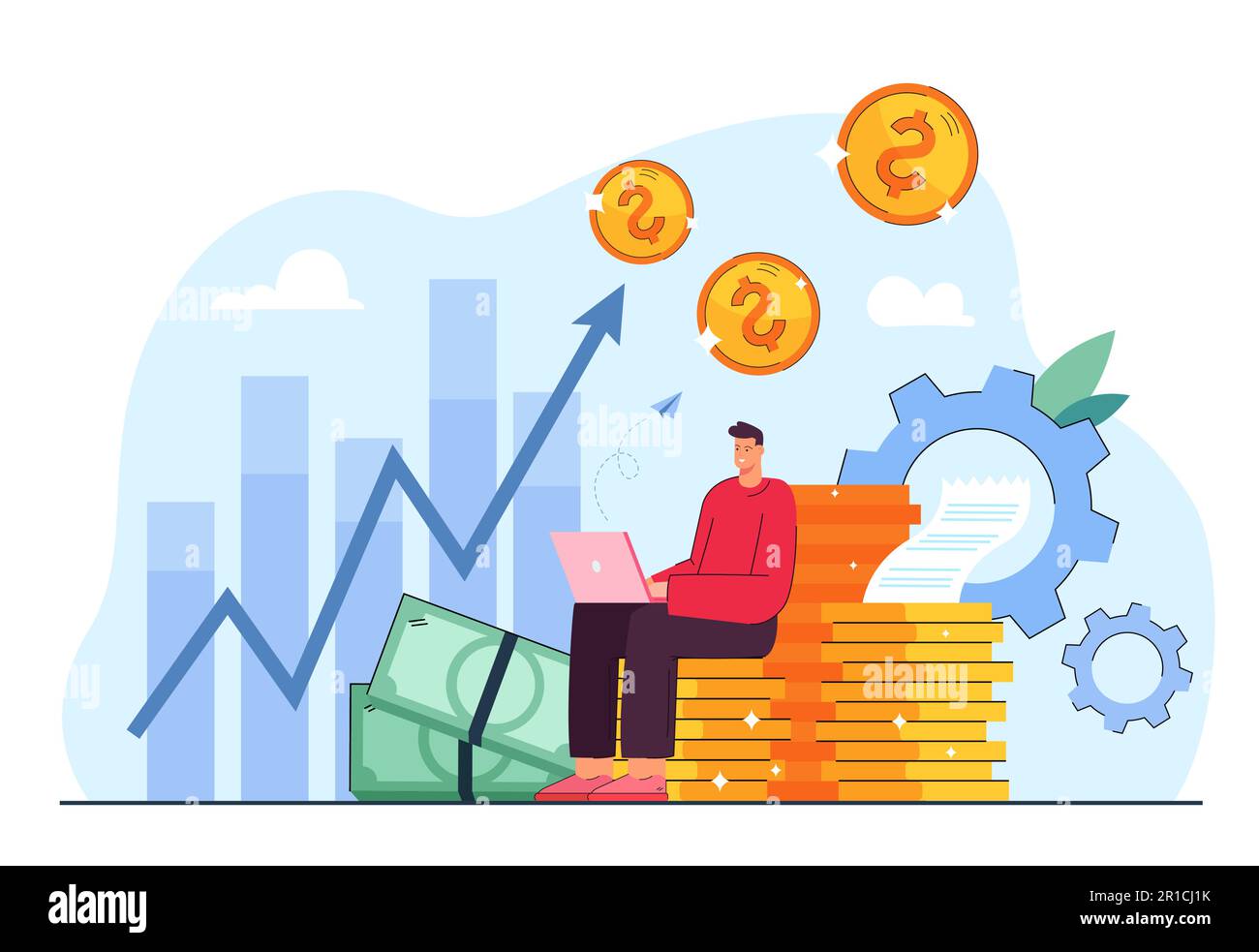 Cartoon metaphor of investment profits vector illustration Stock Vector ...