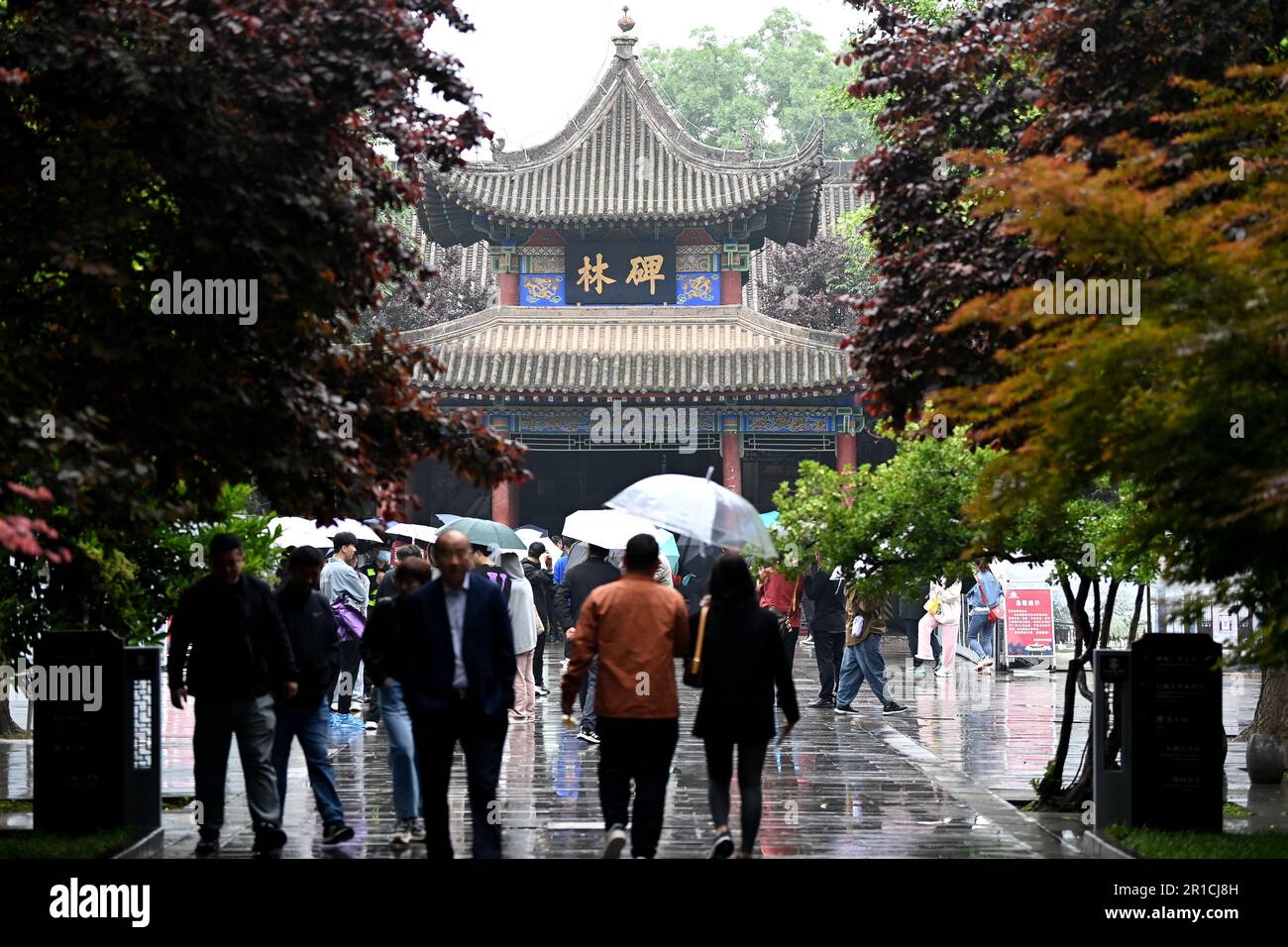 (230513) -- XI'AN, May 13, 2023 (Xinhua) -- People visit Xi'an Beilin ...