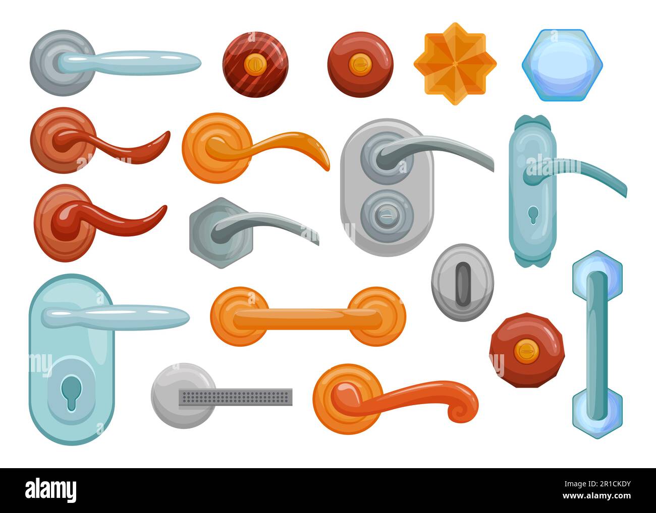 Door handles and doorknobs vector illustrations set Stock Vector Image ...
