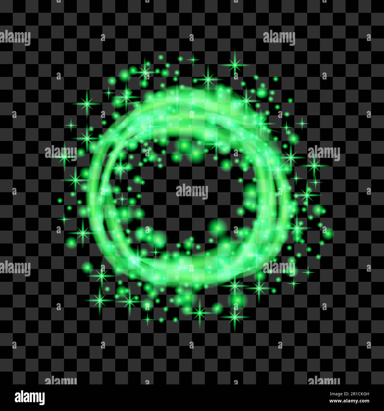 Vector Green Blurred Fire on Dark Background. Cartoon Flames. Bonfire ...