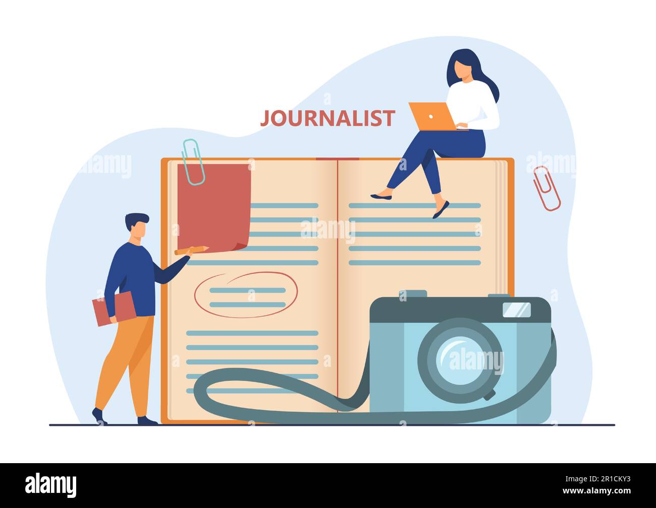 Tiny Journalists Writing Articles Stock Vector Image And Art Alamy