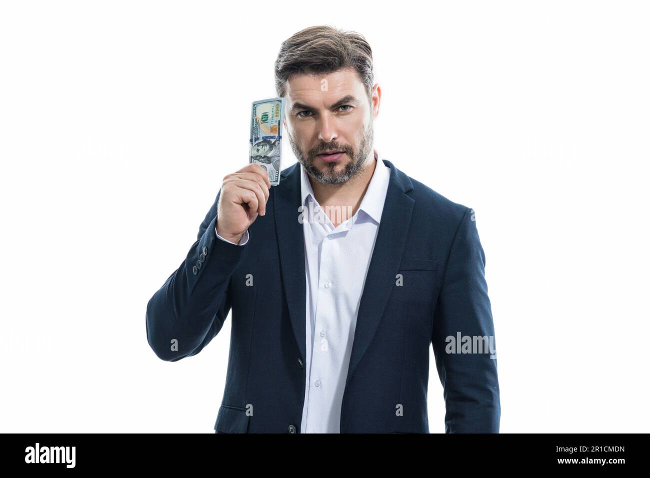 Successful business man counting money. Handsome middle age man holding ...