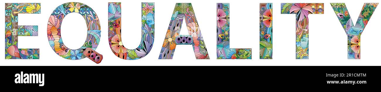 Hand-painted art design. Hand drawn illustration word EQUALITY for t ...