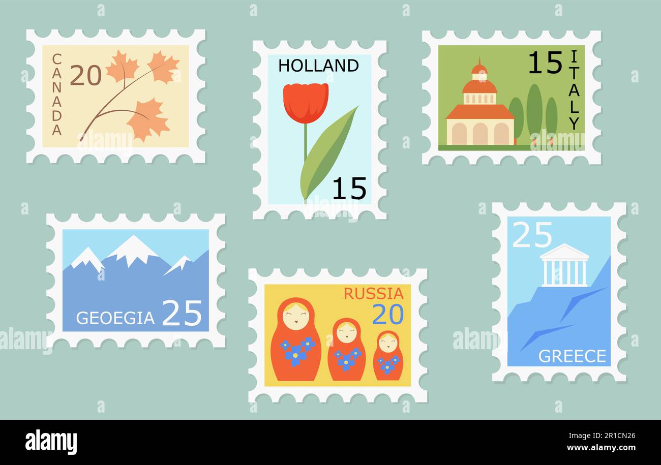 Postage stamps cartoon Stock Vector Images - Alamy