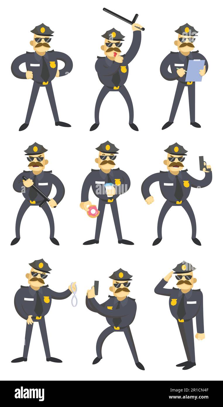 Set of funny american policemen Stock Vector Image & Art - Alamy
