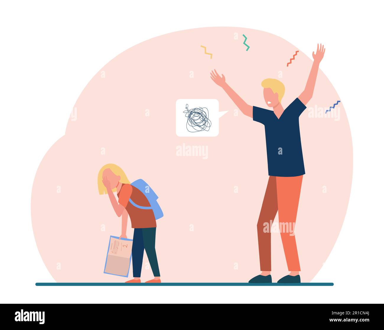 Father scolding child for poor school performance Stock Vector Image ...
