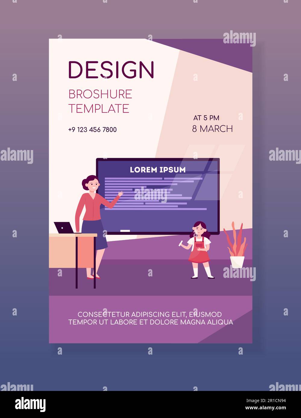 Cute schoolgirl giving report at class blackboard Stock Vector Image ...