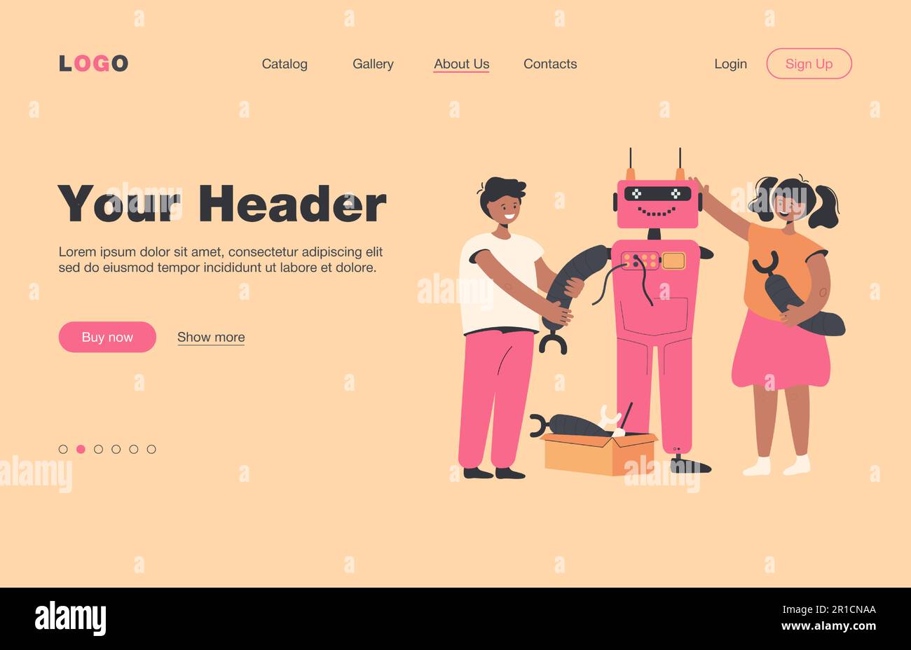 Happy children making robot for school project Stock Vector Image & Art ...